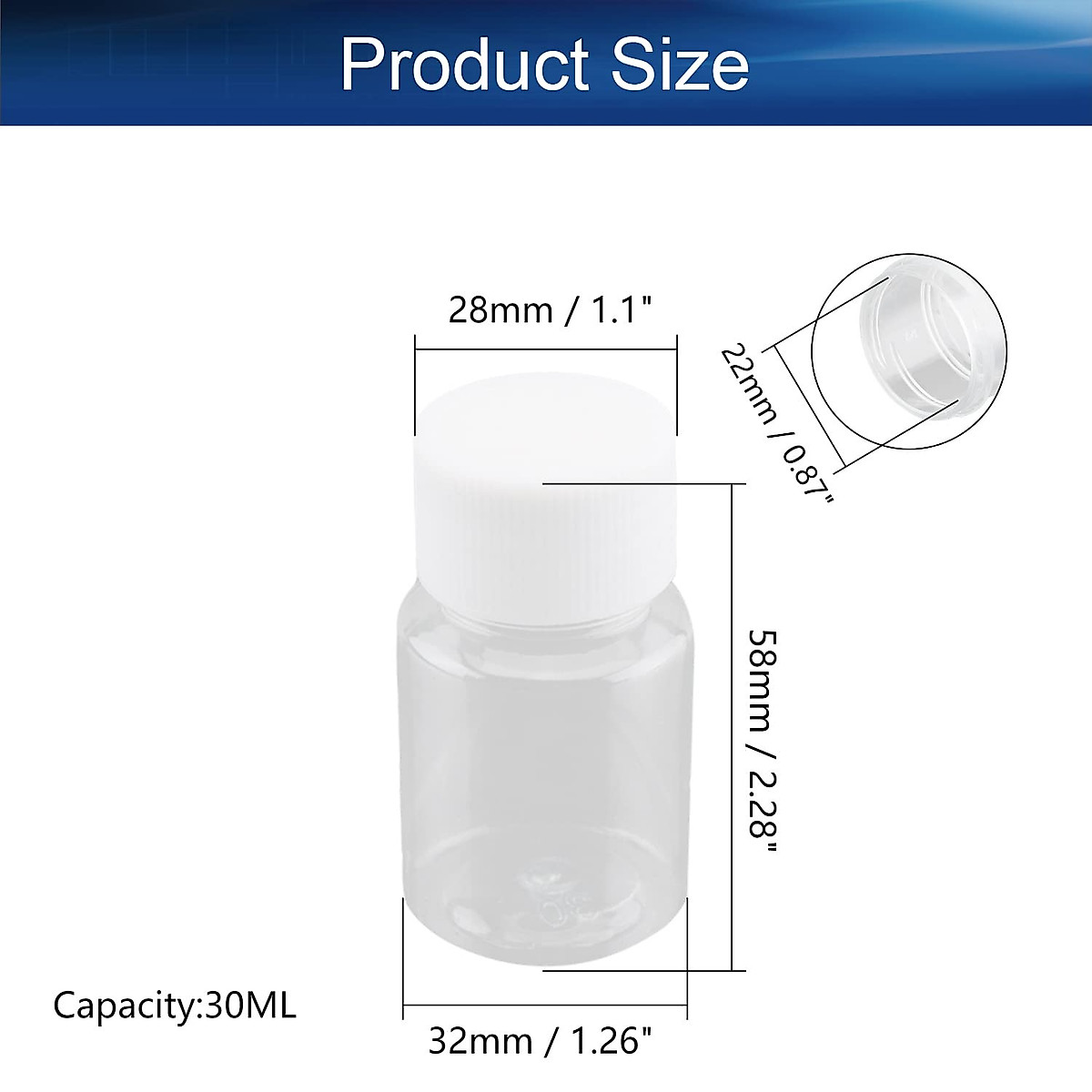 Bettomshin 30Pcs 30ml PE Plastic(Food Grade) Bottles, Wide Mouth Lab Reagent Bottle, Liquid/Solid Sample Seal Sample Storage Container