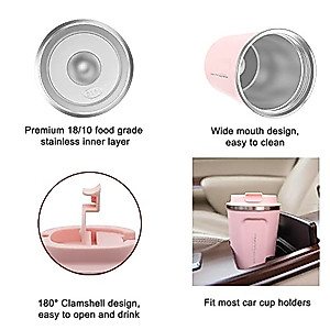 PINKAH 17OZ Stainless Steel Coffee Travel Mug On The Go, Double Walled Insulated Vacuum Coffee Tumbler Cup for Hot/Cold Coffee