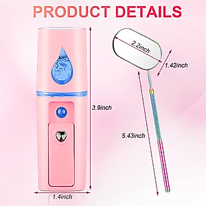 Honoson Nano Mist Sprayer Eyelash Extensions Mini Facial Steamer 20ml Portable Face Mister USB Handheld Facial Humidifier and 270 Degree Rotation Lash Mirror for Makeup Skin Care