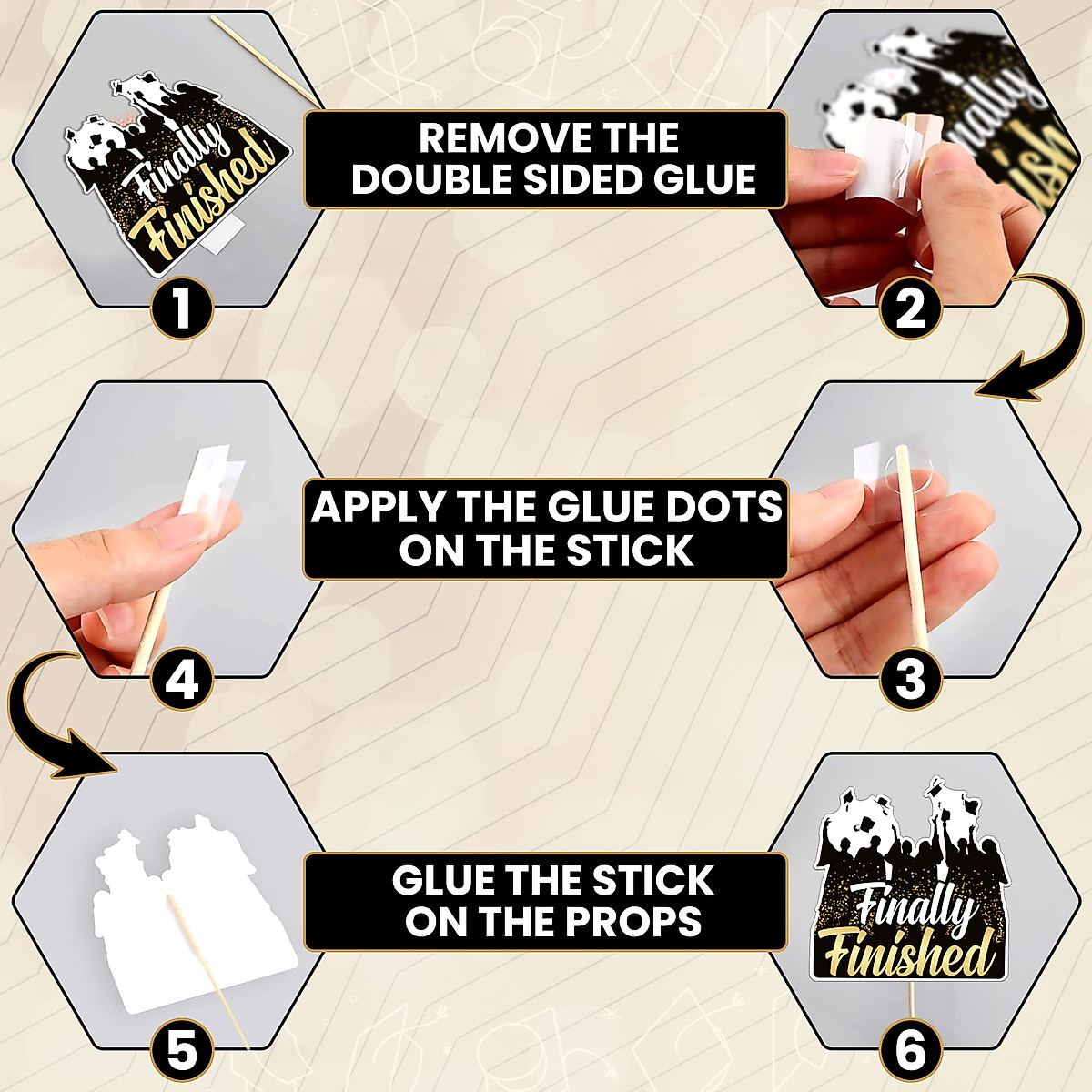 KatchOn, Black Graduation Photo Booth Props 2024 - Pack of 33 | Grad Photo Props, Black and Gold Graduation Photo Props | Graduation Props for Photoshoot 2024, Graduation Decorations Class of 2024