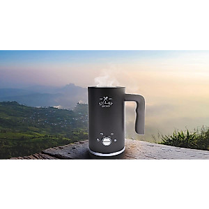 Zulay Kitchen 4-in-1 Milk Steamer - Automatic Milk Frother Electric (10oz/300ml) - Milk Frother and Steamer - Stainless Steel Electric Milk Frother For Latte, Cappuccino, Hot Chocolate (Turbo Black)