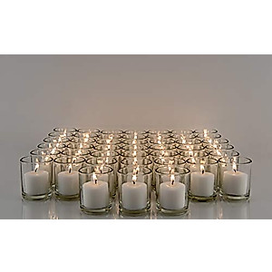 Votive Candles Wedding Dinner, Holiday Home Decoration Unscented 10 Hour Burn - Set of 72 (Clear White) (Glass Votive Holders NOT Included)