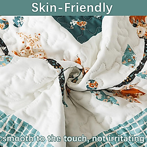 BEDIFANY Cotton King Size Quilt Sets, Lightweight King Quilt Bedding Set (98 x 106 inch) Garden Style Floral Bedspread King Size Coverlet Set for Bed Decorations - All Seasons, 3 Pieces