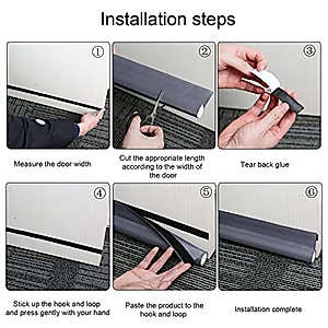 Door Draft Stopper, 37" Under Door Draft Stoppers, Adjustable Door Draft Blocker Bottom for Soundproof, Isolating Hot and Cold Air, Dust, Smoke, Wind and Breeze (Black, 1 Pack)