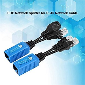 Tosuny 2pcs Splitter RJ45 Combiner POE Adapter Connectors Power Cable Kit Works with IP Security Cameras, Wireless Access Points