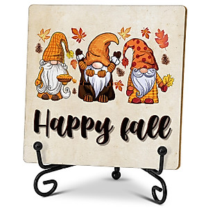 Thanksgiving Gifts for Women Men, Country Happy Fall Gnome Home Office Desk Decor, Autumn Desk Sign for Home Bedroom Living Room Office Garden - C42