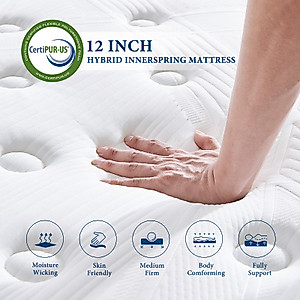 Coolvie Mattress Full Size, 12 Inch Full Size Mattress in A Box, Hybrid Full Mattress Individual Pocket Springs Full Mattress with Memory Foam Layer Provide Motion Isolation & Cool Sleep, 2024 New