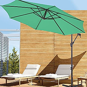 VINEY 10ft Patio Offset Umbrellas Cantilever Umbrella, Large Outdoor Umbrella w/Infinite Tilt, Waterproof UV Protection & Cross Base for Backyard, Poolside, Lawn and Garden (Mint Green)
