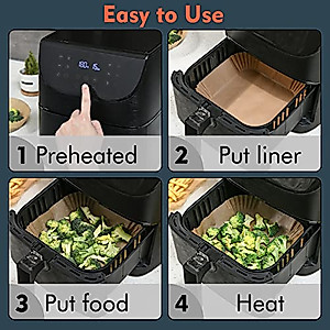 [3-Size] Air Fryer Disposable Paper Liner Rectangle Compatible with Ninja foodi Dual Air Fryer Toaster Oven, Non-stick Air Fryer Parchment Paper Baking Accessories (50Pcs - 8.7 Inch Rectangle)