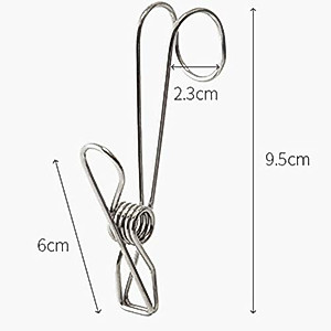 DOITOOL Clothespins, 12PCS Stainless Steel Clothes Drying Hanger Clips Multi- Purpose Windproof Clothespin Wire Clips for Clothesline Utility