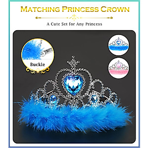 BIBUTY Kids Princess Dress Up Clothes for Little Girls, Pretend Play & Dress Up Costume Set for 3-6 Toddler Little Girls (Pink/Blue)