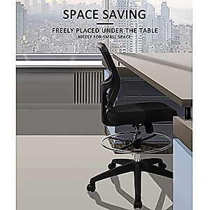 Mesh Drafting Chair Tall Office Chair Ergonomic Standing Desk Chair with Tilt Seat and Adjustable Foot Ring (Black)