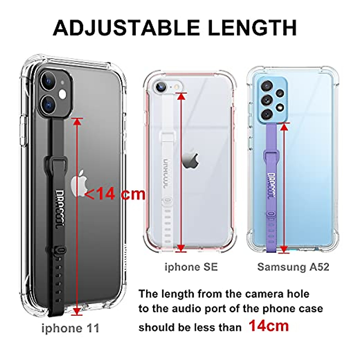 Dracool 2 PCS Silicone Phone Strap Cell Phone Grip Loop Elastic Stretching Band Hand Finger Holder Secure Slim Universal for Galaxy & iPhone Case Most Smart Phone Cases - Transparent