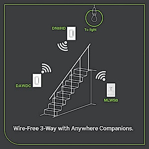 Leviton DN6HD-2RW Decora Smart No-Neutral 600W Dimmer, Requires MLWSB Wi-Fi Bridge to Work with My Leviton, Alexa, Hey Google, HomeKit/Siri, White