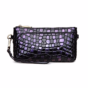 FEIMINA Leather Wristlet Clutch Wallet Purses Small Crossbody Bags for Women, Leather and Adjustable Strap Christmas Gifts for Girls