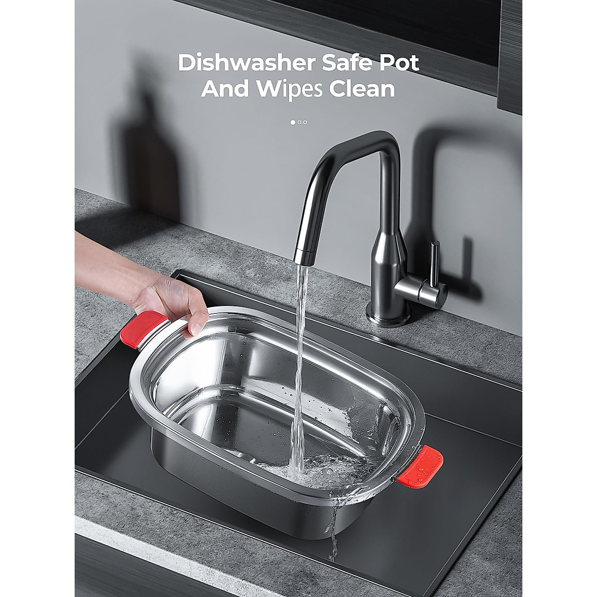 AMEGAT Slow Cooker 6 Quart, 10 in 1 Programmable Cooker, Rice Cooker, Sauté, Steamer & More, Stainless Steel Inner Pot, Steaming Rack & Glass Lid, Delay Start, Adjustable Temp & Time with LED Display