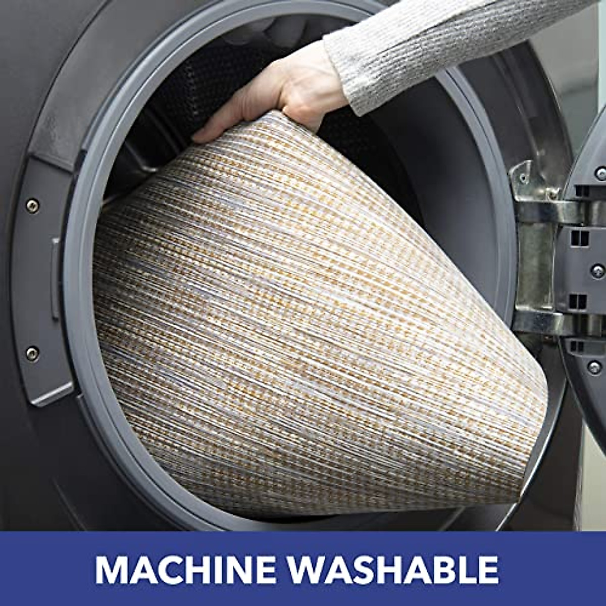 SoHome Ultra Thin Indoor Door Mat Kitchen Mat, Low Profile Stain Resistant Nonslip Design, Machine Washable, 24" x 35", Gray Gold