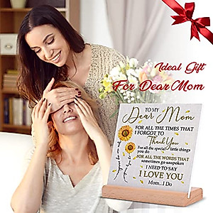 Mother's Day Gifts for Mom, Mom Cards Gifts, Birthday Gifts for Mom, Appriciation Gifts for Mom, Desk Decor Plaque with Wood Stand for Mom