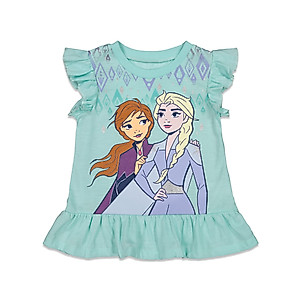 Disney Frozen Elsa Princess Anna Infant Baby Girls Graphic T-Shirt and Shorts Outfit Set Tie Dye White Stripe 18-24 Months