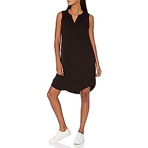 Amazon Essentials Women's Sleeveless Woven Shift Dress, Black, X-Small