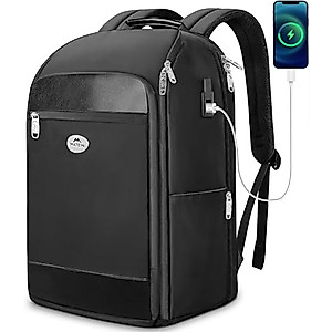 MATEIN Laptop Backpack for Men, 50L Expandable Business Carry on Backpack with USB Port & Wet Bag Fits 17 Inch Computer, Large Waterproof TSA Smart Flight Approved Weekender Travel Bag Gifts, Black