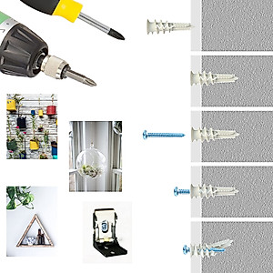 Drywall Anchor with Screws Sets - Plastic Self Drilling Dry Wall Anchors, 100 Pieces All Together