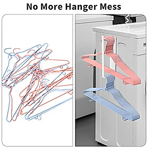 Magnetic Hanger Storage Rack,Wall Mount Clothes Rack Organizer for Washing Machine,Hanger Stacker for Closet Laundry Room,Space Saving Clothes Hanger Storage (White)