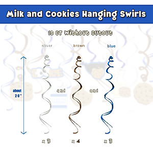 Cookies Milk Birthday Decorations Hanging Swirls, Cookie Happy Birthday Monsters Party Supplies Baby Shower for Kids (24 CT)
