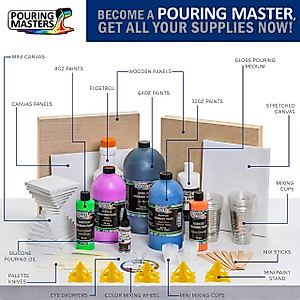 POURING MASTERS Jet Black Acrylic Ready to Pour Pouring Paint - Premium 32-Ounce Pre-Mixed Water-Based - for Canvas, Wood, Paper, Crafts, Tile, Rocks and More