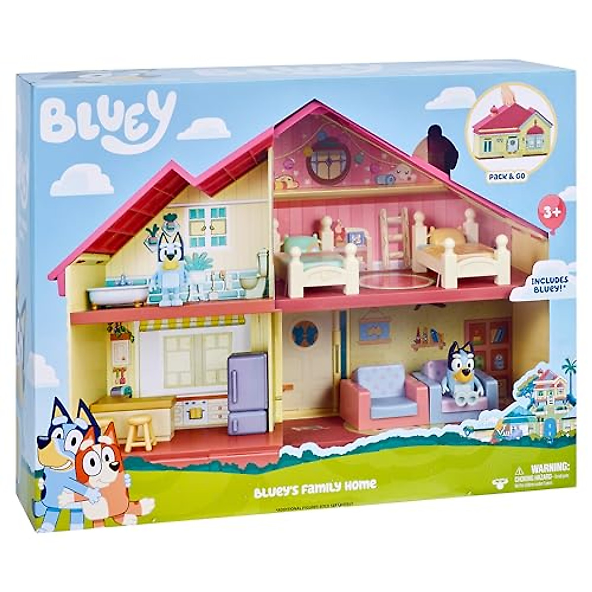 Bluey Family Home Playset with 2.5" poseable Figure, Multicolor (13024)