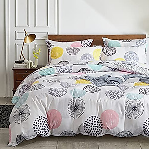 7 Pieces Comforter Sheet Set California King Size Bed in a Bag Colorful Dots Style Soft Bedding Set (1 Comforter, 2 Pillow Shams, 1 Flat Sheet, 1 Fitted Sheet, 2 Pillowcases)