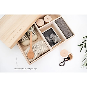 Baby Keepsake Box Wooden | Baby Shower Keepsake Box for Girl or Boy | Newborn Baby Box | Milestone Box Organizer | Baby Treasure Box for Moms and Dads