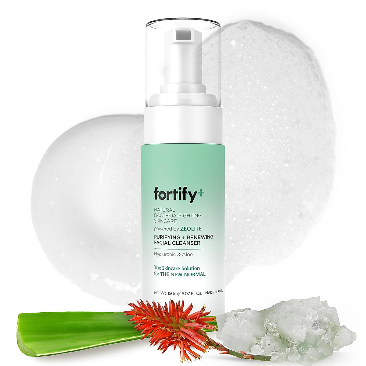 Fortify Skincare 9-in-1 Korean Foaming Facial Cleanser with Hyaluronic Acid & Aloe - Deep Purifying Face Wash - Derm-Tested, Vegan, Clean Beauty, All Skin Types - Fragrance-Free - 150ML/5.07Fl.Oz