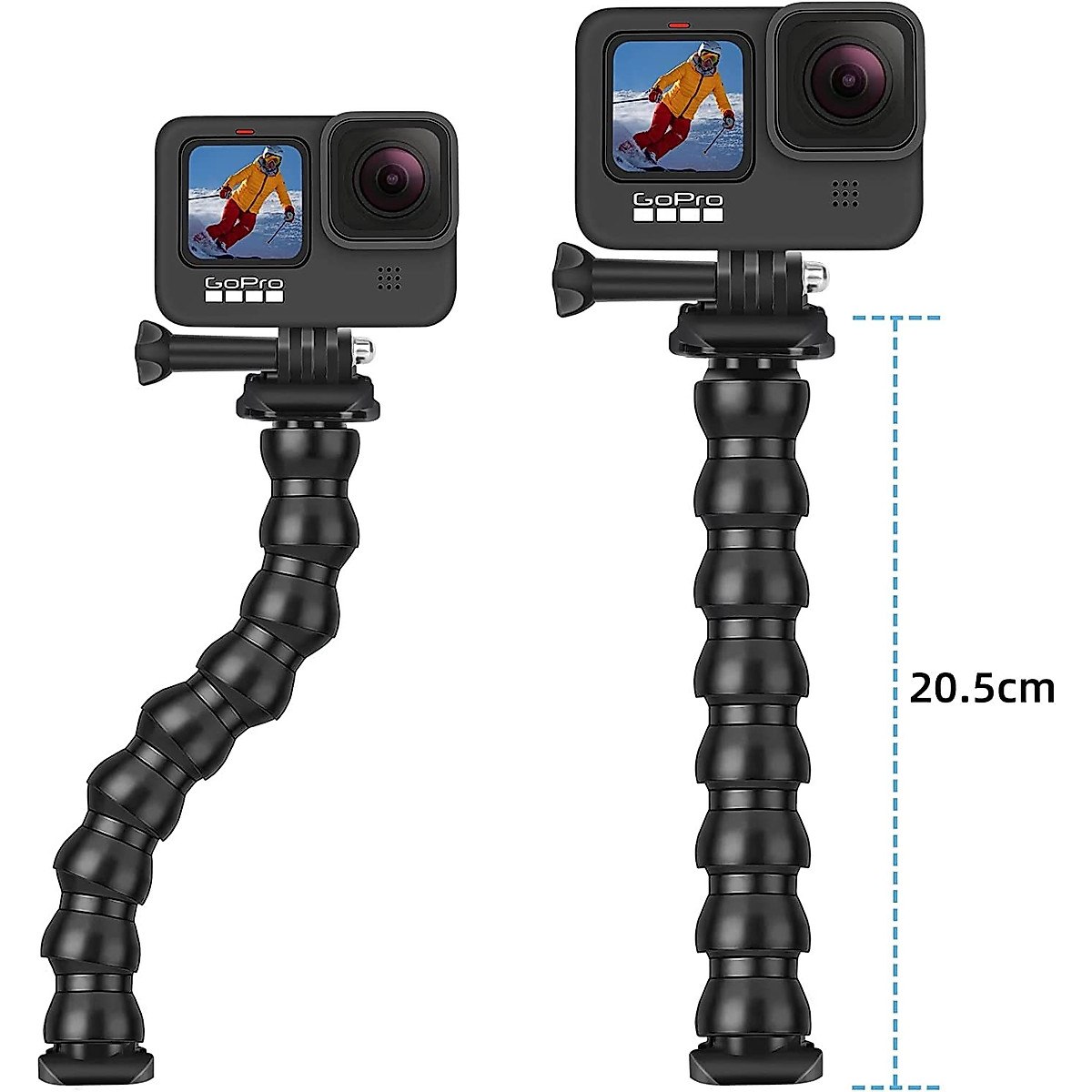 Jaw Flex Clamp Mount with Adjustable 8-Section Goose Neck Compatible with GoPro Hero (2018) GoPro Hero 7 6 5 4 3+ Session, Xiaomi Yi, Sjcam and Other Action Cameras