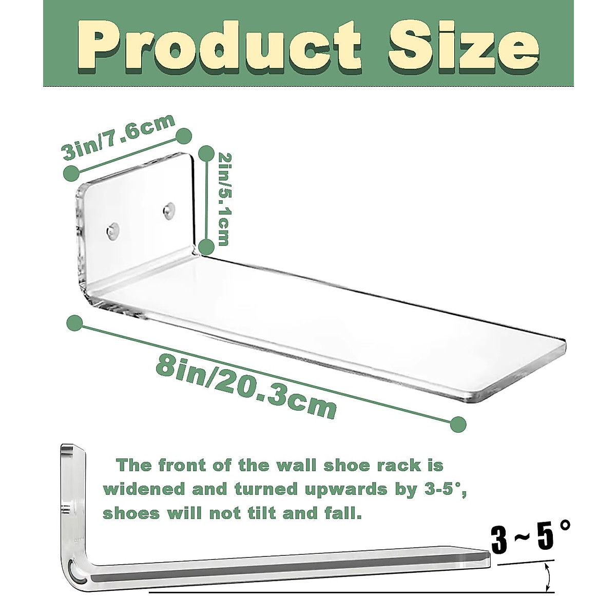 UVAPEK Floating Shoe Display Shelf, 6 Pack Acrylic Levitating Shoe Shelves for Wall Mount, Floating Shelves for Bedroom Playroom Showcase Sneaker Collection or Shoes Box, Easy to Install, Square-6