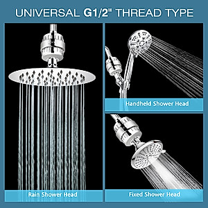 JDO Shower Filter for Hard Water - 18 Stages High Output Shower Head Water Softener to Remove Chlorine Fluoride Heavy Metals (Chrome)