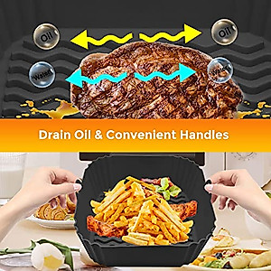Silicone Air Fryer Liners, 8'' Square 4 to 7 QT Reusable Heat Resistant Food Grade Airfryer Silicone Liners Inserts Baskets Bowl Accessories for COSORI Instant Vortex CHEFMAN Air Fryer Oven Microwave