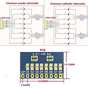 3.3V 5V 8 Bit Red Common Anode LED Indicator Module DIY kit No Pin(1)