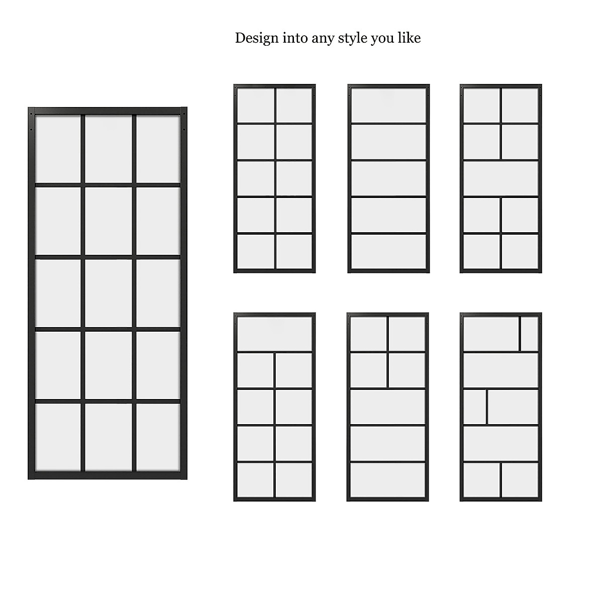 BARNSMITH 36in x84in Frosted Glass Barn Door Sliding Aluminum Panel Heavy Duty DIY Tempered Frosted Glass Barn Door Slab Assemble Required (Sliding Hardware not Included) KDA05