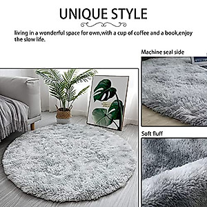 GumoHK 4x4 Soft Grey Round Rug for Bedroom Modern Fluffy Circle Carpet for Kids Girls Baby Room Indoor Shaggy Plush Circular Nursery Rugs Cute Cozy Area Rugs for Living Room