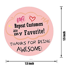 YOUOK Repeat Customers are My Favorite Stickers Labels, 1.5'' Thank You Being Awesome Stickers for Small Business,Handmade Goods,Online Retailers,Envelopes Sealing.(500Pcs Per Roll), YOUOK220317002