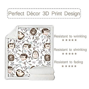 Sleepwish Hedgehog Blanket Cute Hedgehog Throw Blankets for Kids Teens Boys Hedgehog Blankets and Throws Soft Sherpa Fleece Plush Blanket Valentines Day Hedgehog Gifts for Adults Women (50"x60")