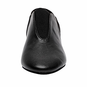 Bokimd Elastic Leather Jazz Shoes for Women and Men's Dance Shoes (7.5W / 6.5M) Black