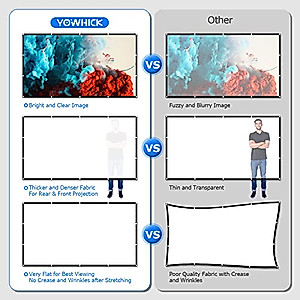 YOWHICK Projection Screen 120 inch, 16:9 Foldable Anti-Crease Portable Projector Movies Screens for Home Theater Outdoor Indoor Support Double Sided Projection, Washable
