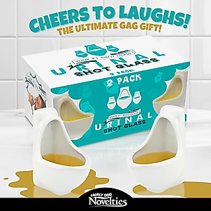 Fairly Odd Novelties Ceramic Urinal Shot Glasses, Set of 2, 1.5oz - Perfect Gag, White Elephant, Novelty Party Gift