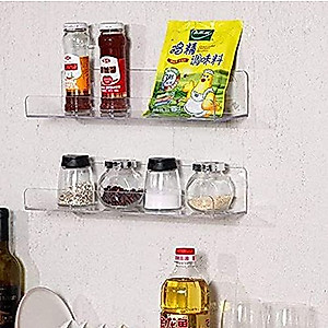 Acrylic Floating Shelves 15" Clear Wall Mounted Storage Shelf Display Shelves Bookshelf Spice Rack for Office Kitchen, 2 Pack 15 Inches