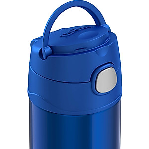 THERMOS FUNTAINER 12 Ounce Stainless Steel Vacuum Insulated Kids Straw Bottle, Blue and Thermos Replacement Straws for 12 Ounce Funtainer Bottle, Clear, 1 Pack