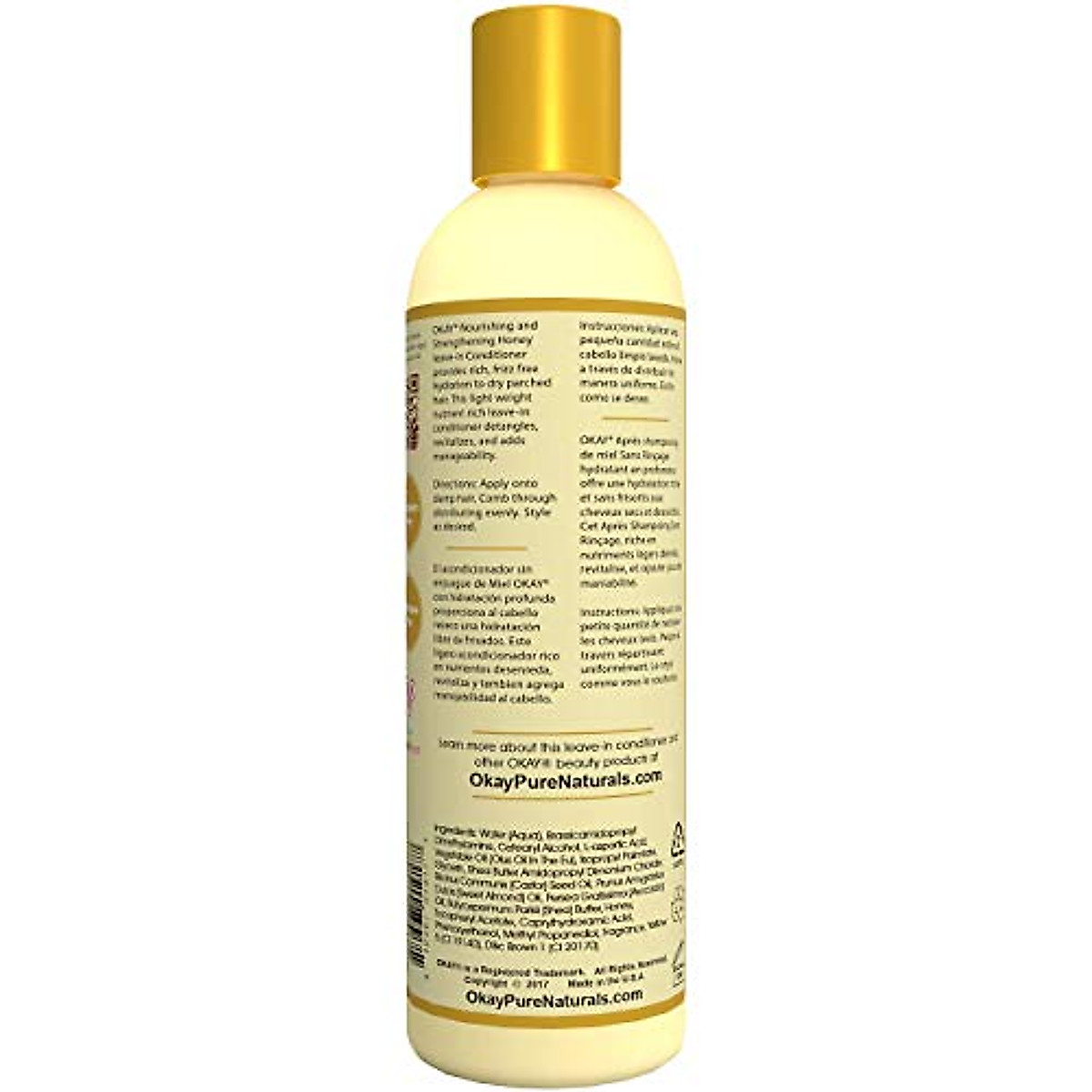 OKAY | Honey Leave-In Deep Conditioner | For All Hair Types & Textures | Hydrate, Smooth & Strengthen | With Shea Butter, Almond & Avocado | Free of Parabens, Silicones, Sulfates | 8 oz