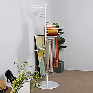 Commercial Metal Iron Scarf Rack,Freestanding Spiral Scarf Hanger Tie Organizer Holder,Belt Suit Pants Jewelry Women Closet Display Stand,Space Saving(Size:42x170cm,Color:Wite)