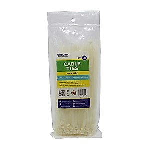 QualGear CT4-W-100-P Self-Locking Cable Ties, 8-Inch, White 100/Poly Bag